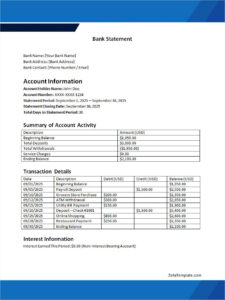 Free Bank Statement Template (Word)