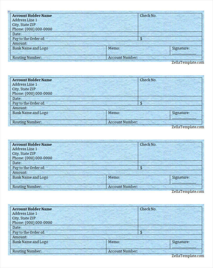 Free Printable Blank Check Template