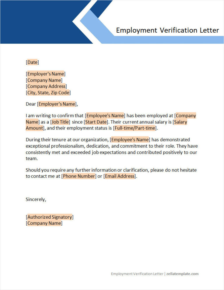 Editable Employment Verification Letter Template