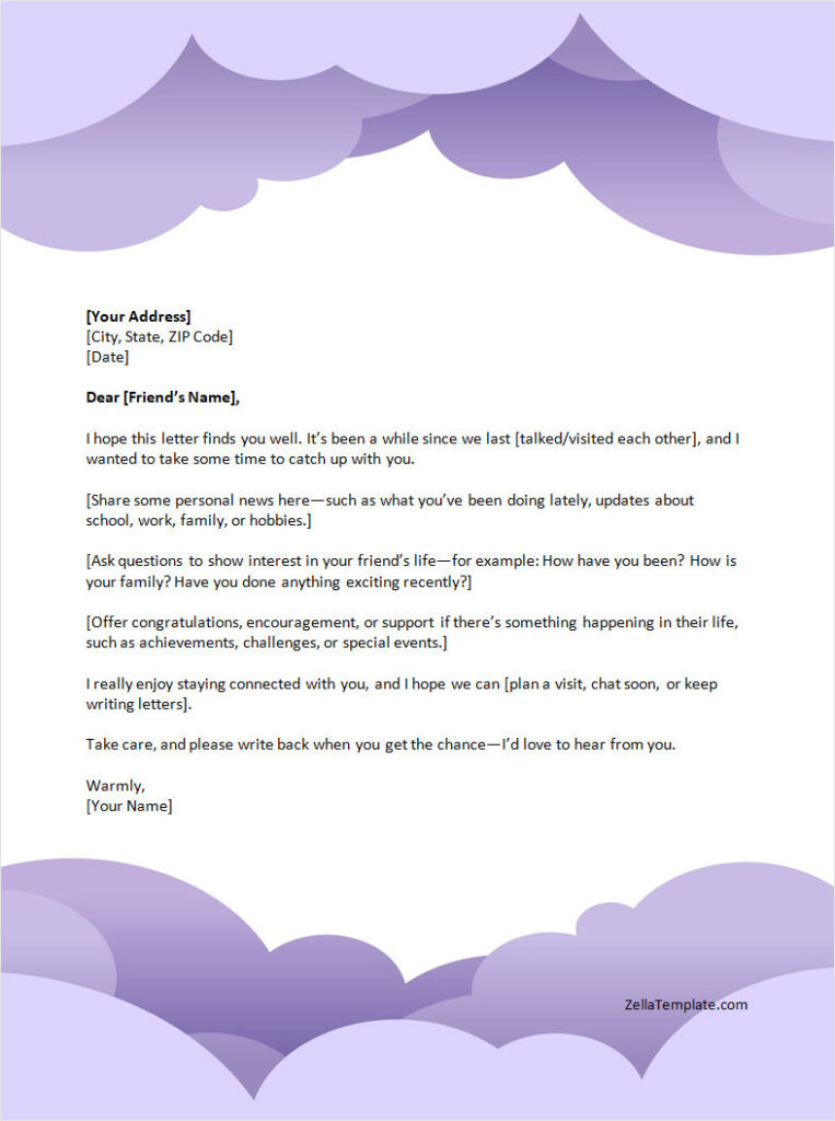 Free Editable Friendly Letter Template
