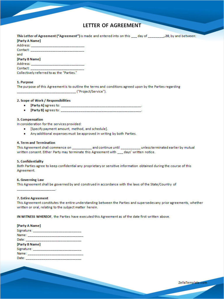 Free Letter of Agreement Template (Word)