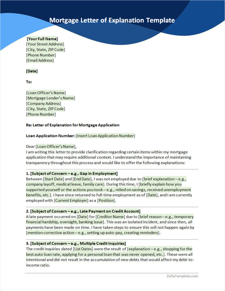 Free Mortgage Letter of Explanation Template