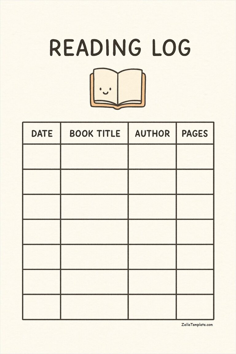 Free Printable Reading Log Template