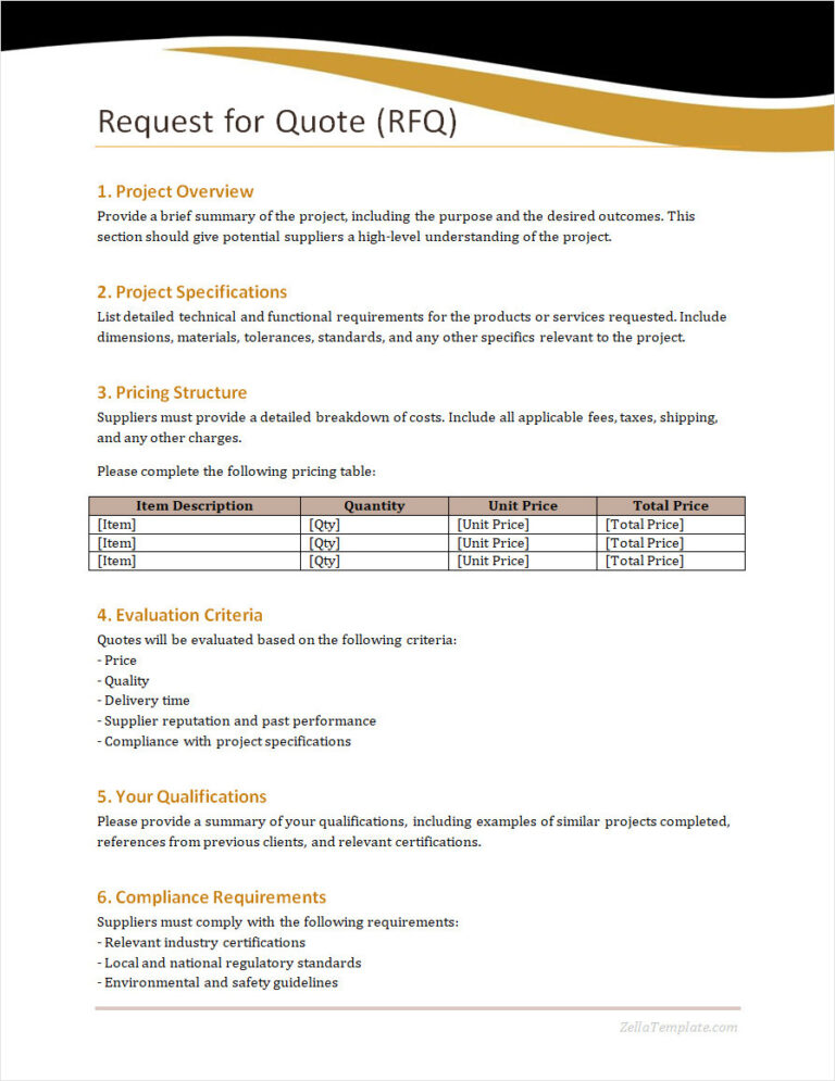 Free Request for Quote Template