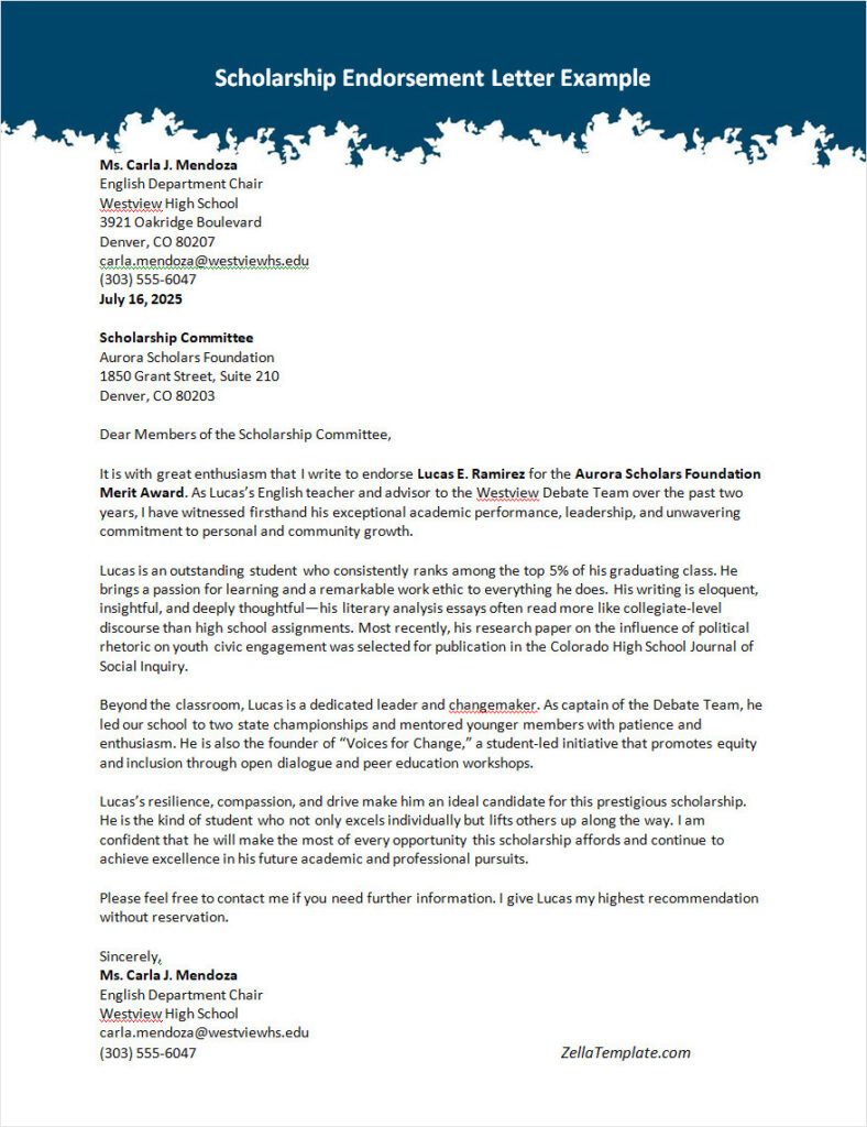Free Editable Endorsement Letter Template (Word)