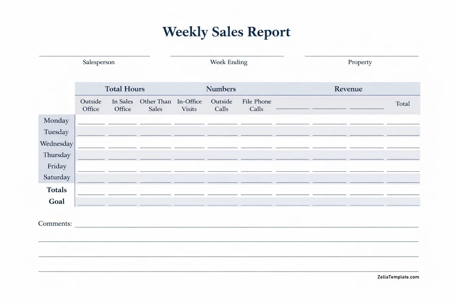 Free Printable Weekly Sales Report Template