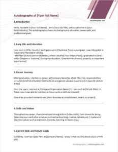 Free Customizable Autobiography Template