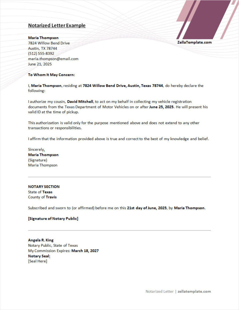 Editable Notarized Letter Template (Word)